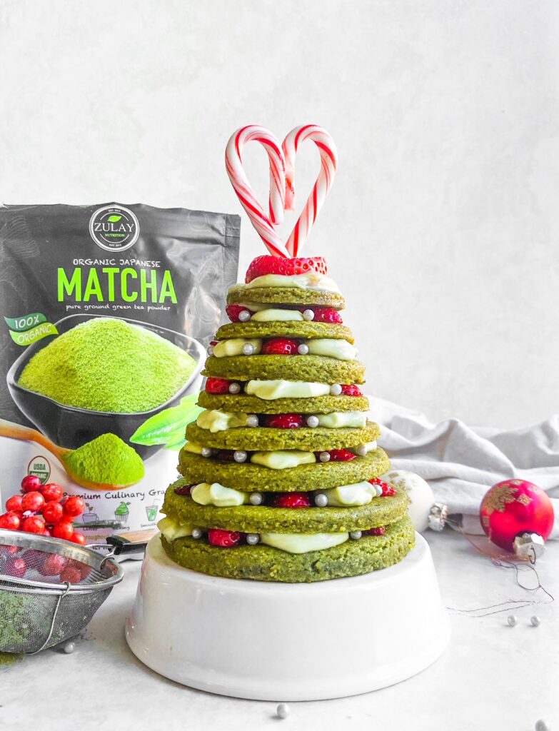 Vegan Matcha Cookie Christmas Tree with Coconut Whipped Cream (Healthy ...