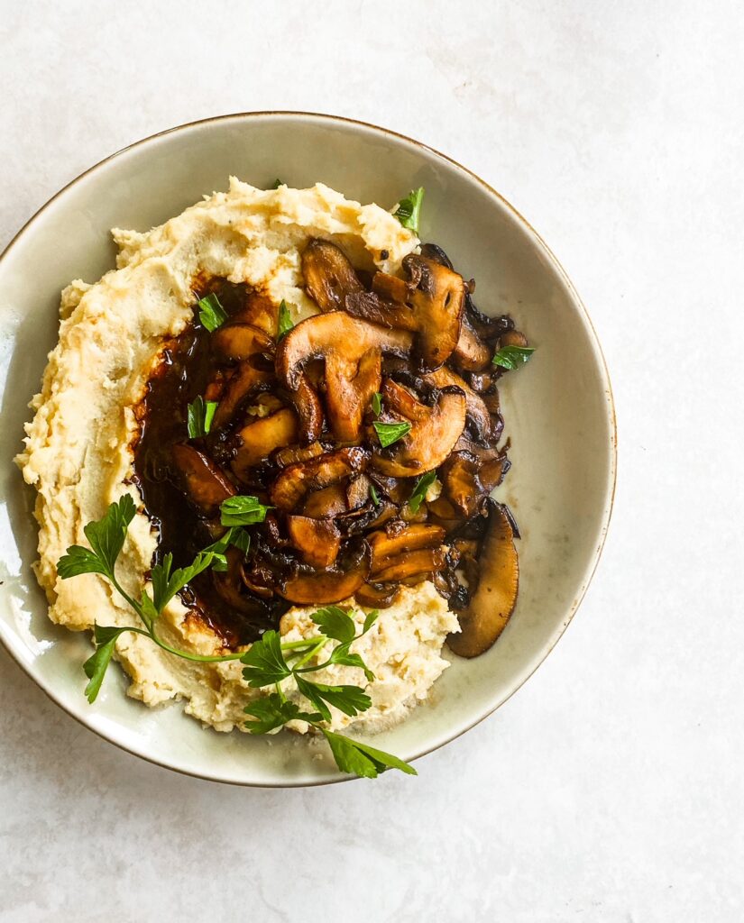 Vegan Tofu Mashed Potatoes with Balsamic Glazed Mushrooms - Nutritious ...